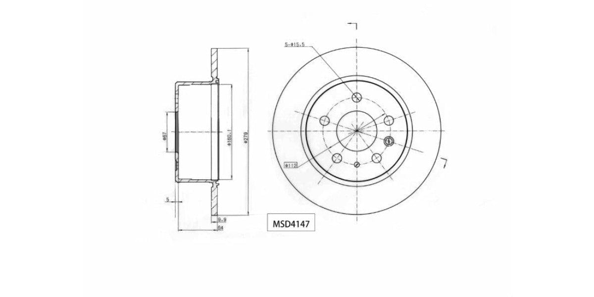 Brake Disc Solid Rear Mercedes Benz W123 W115 W114 W116 W108 1973 R448